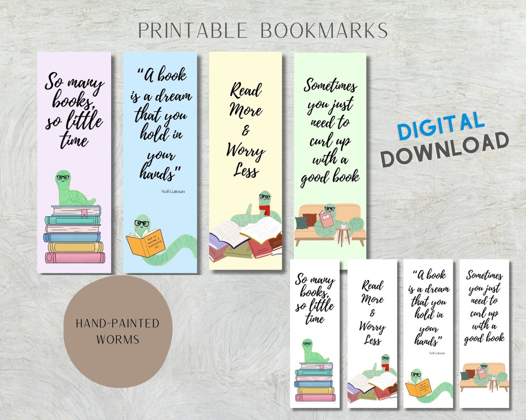 Printable Bookmarks for Bookworm Book Marks Fun Quote Bookmark Gifts ...