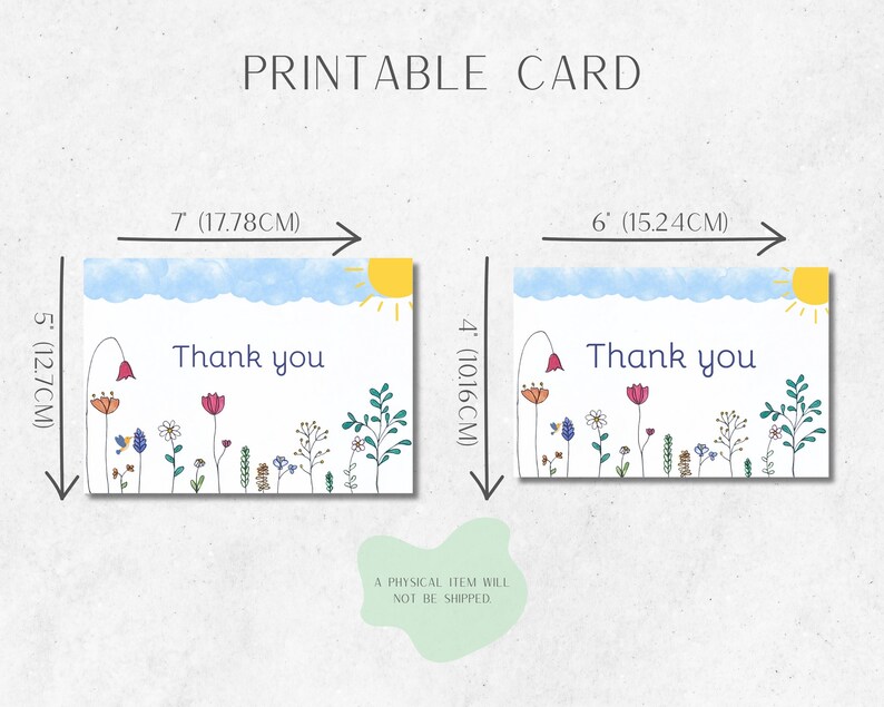 Thank You Printable Cute Greeting Card With Sun Flowers Thankyou ...
