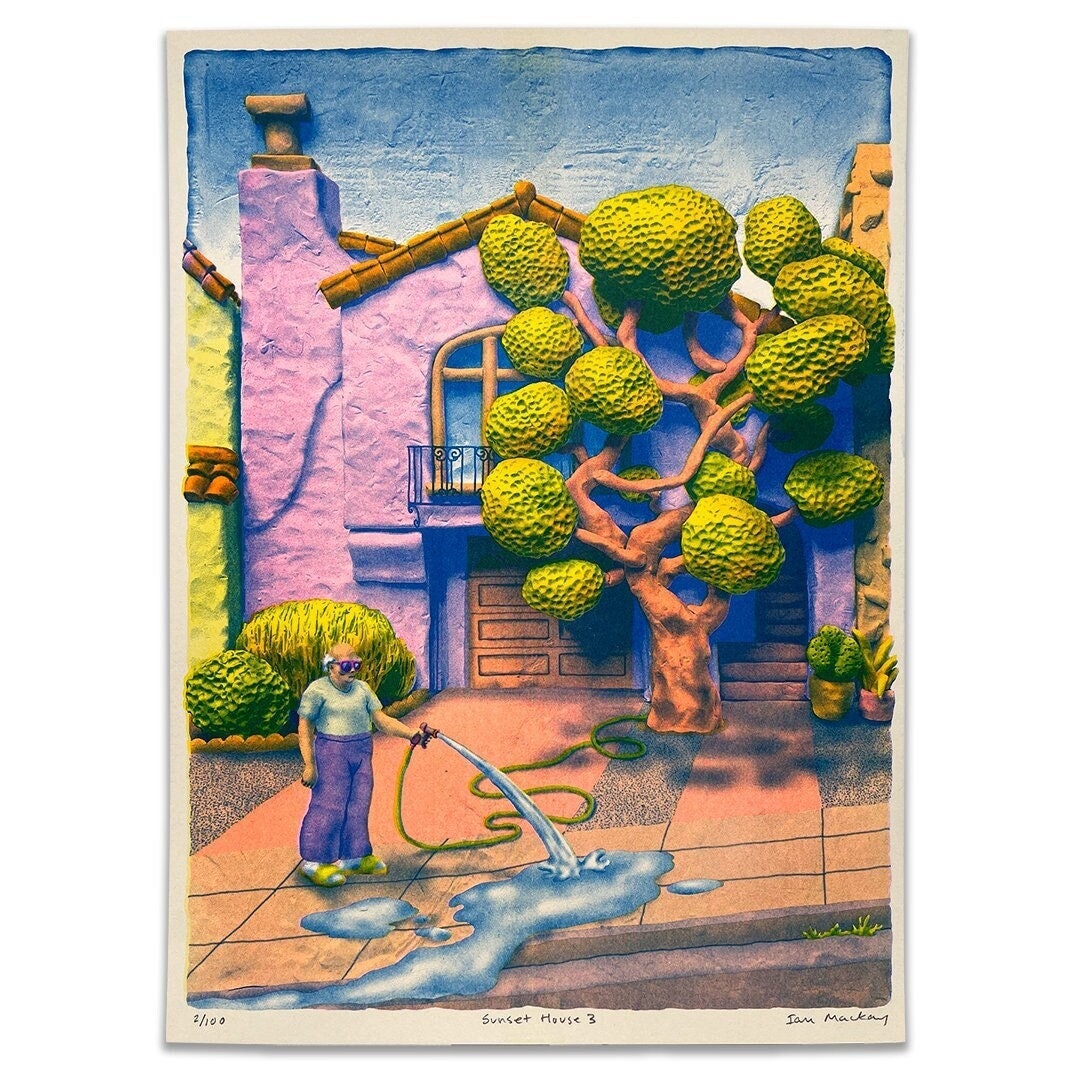 Sunset House 3 Risograph Art Print - Etsy