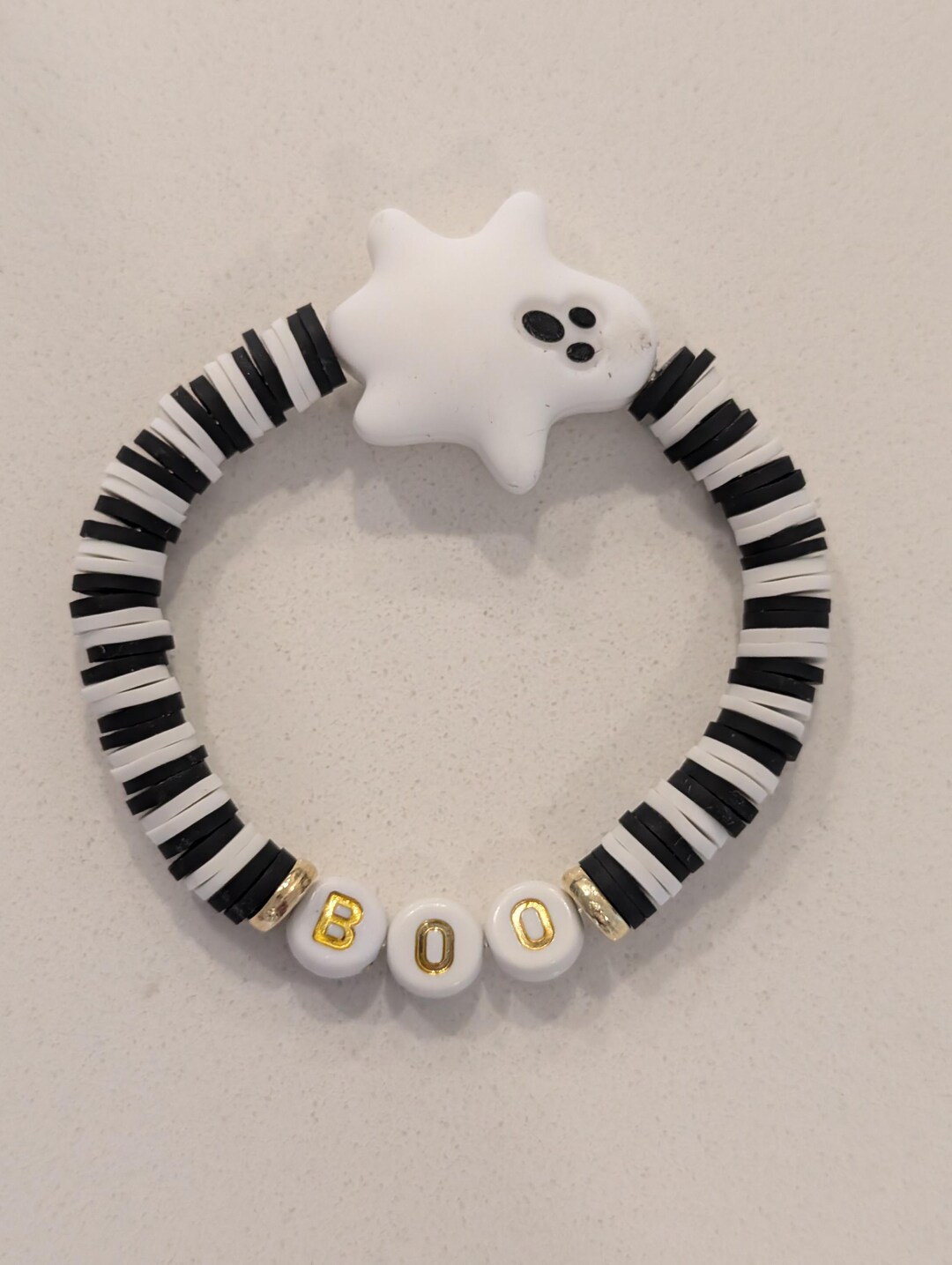 Ghost Bracelet Halloween Stacking Stretch Bracelet Boo Word Bracelet - Etsy