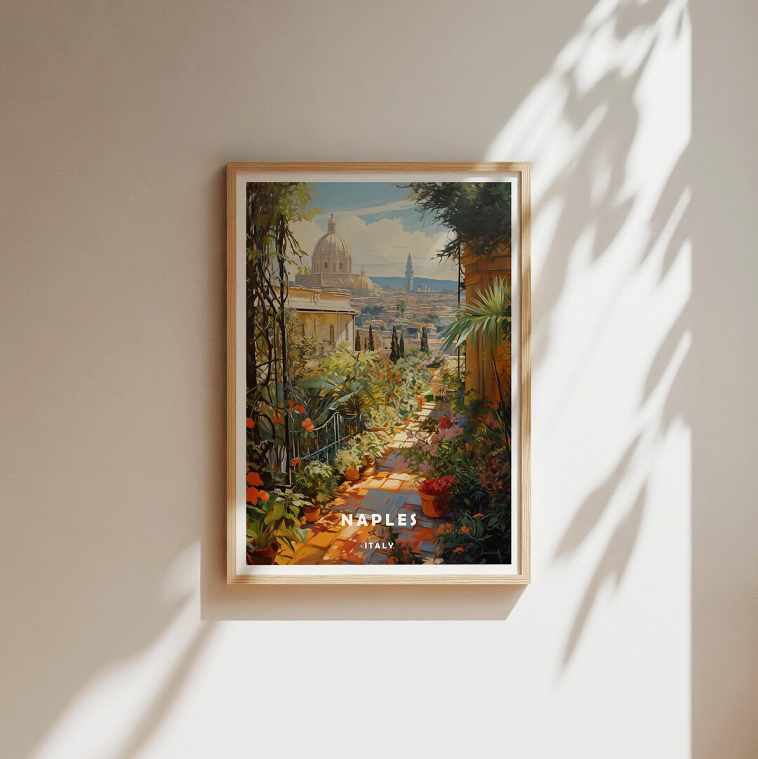 Naples Italy Wall Art Print, Mediterranean Terrace Poster Garden View ...