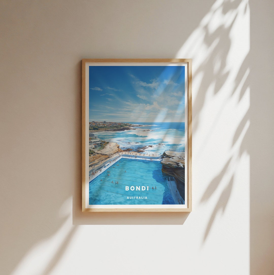 Bondi Beach Travel Poster, Bondi Beach Print, Bondi Wall Art, Retro ...