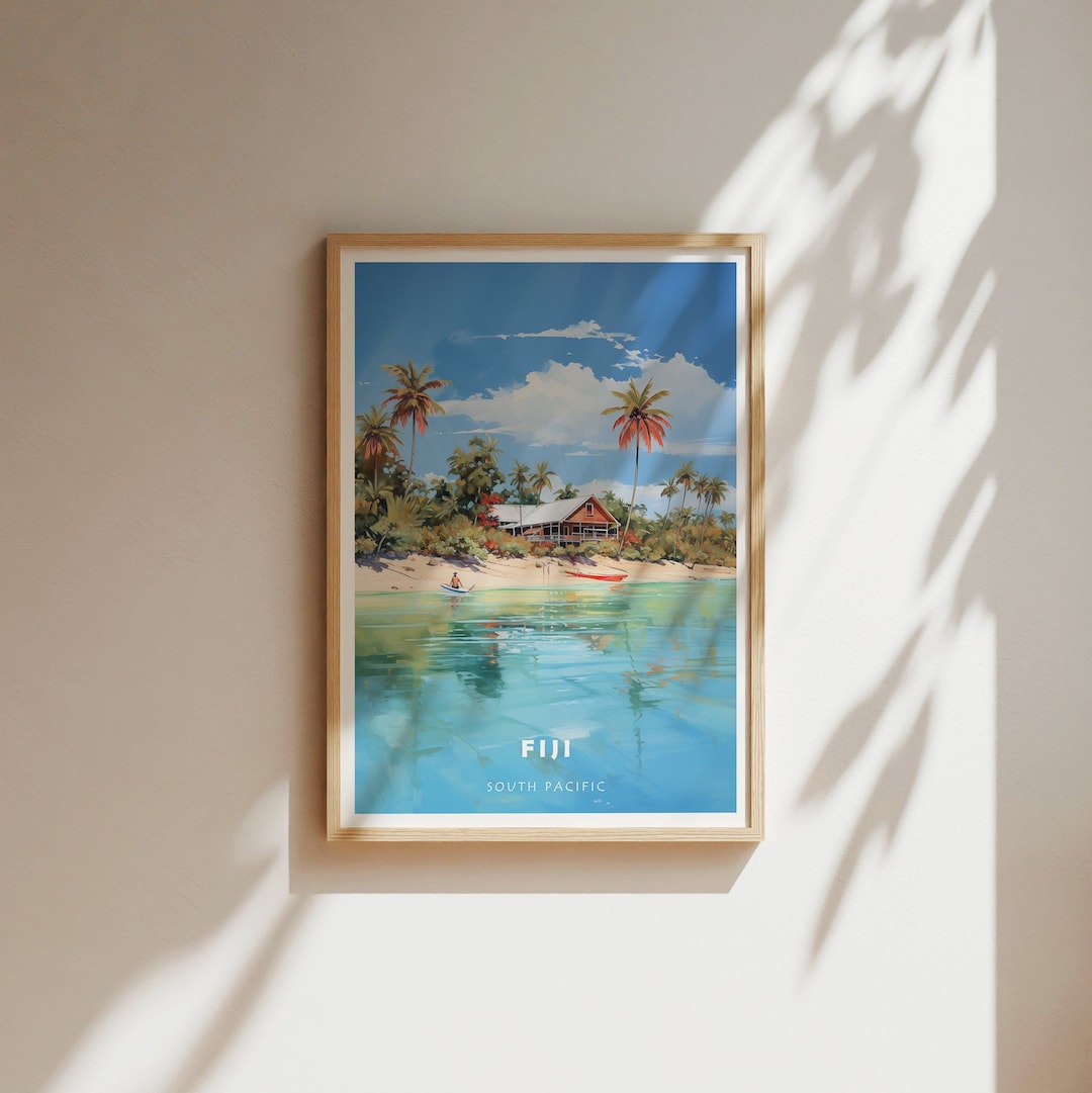 Fiji Travel Poster, Fiji Print, Fiji Wall Art, Retro Print, Beach Print ...