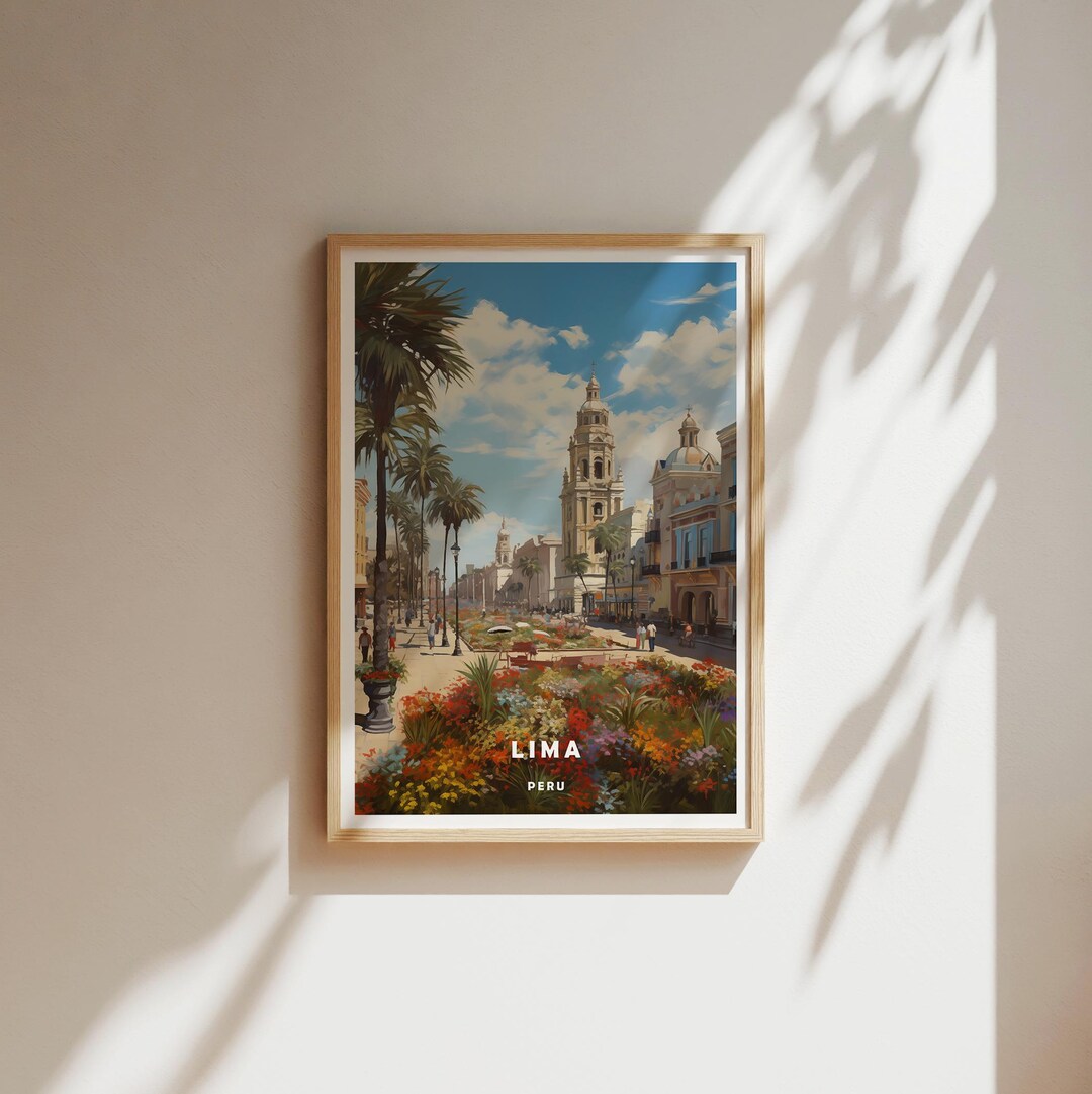 Lima Travel Print, Wall Art Lima, Peru Travel Poster, Peru Art, Hanging ...