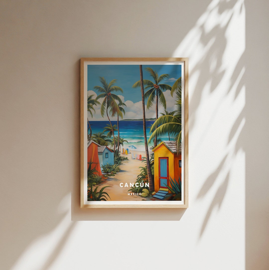 Cancun Travel Poster, Cancun Print, Cancun Wall Art, Retro Print ...