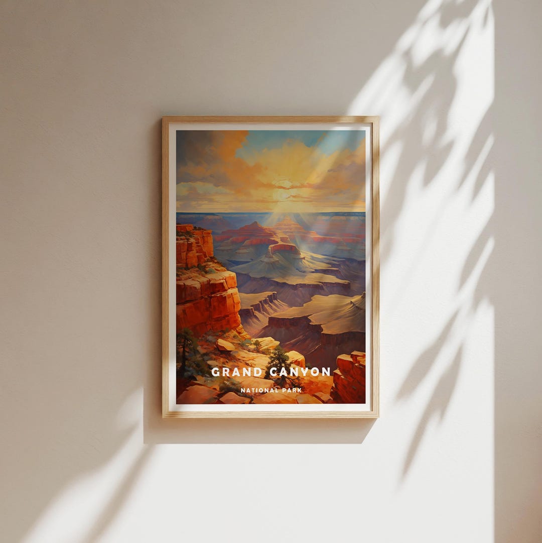 Grand Canyon Travel Poster, National Park Wall Art, Scenic Sunset Print ...