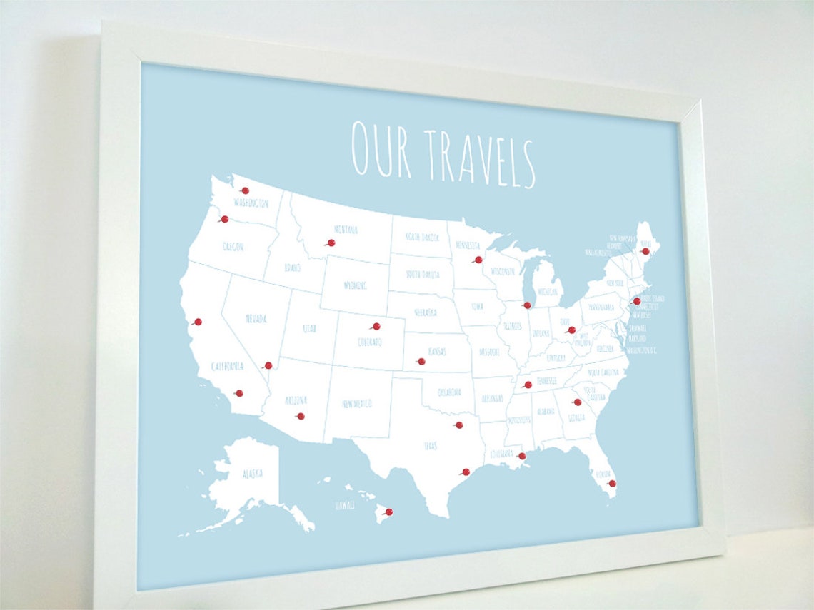 Mini USA Push Pin Map | DIY United States Travel Map Pin Board Kit ...