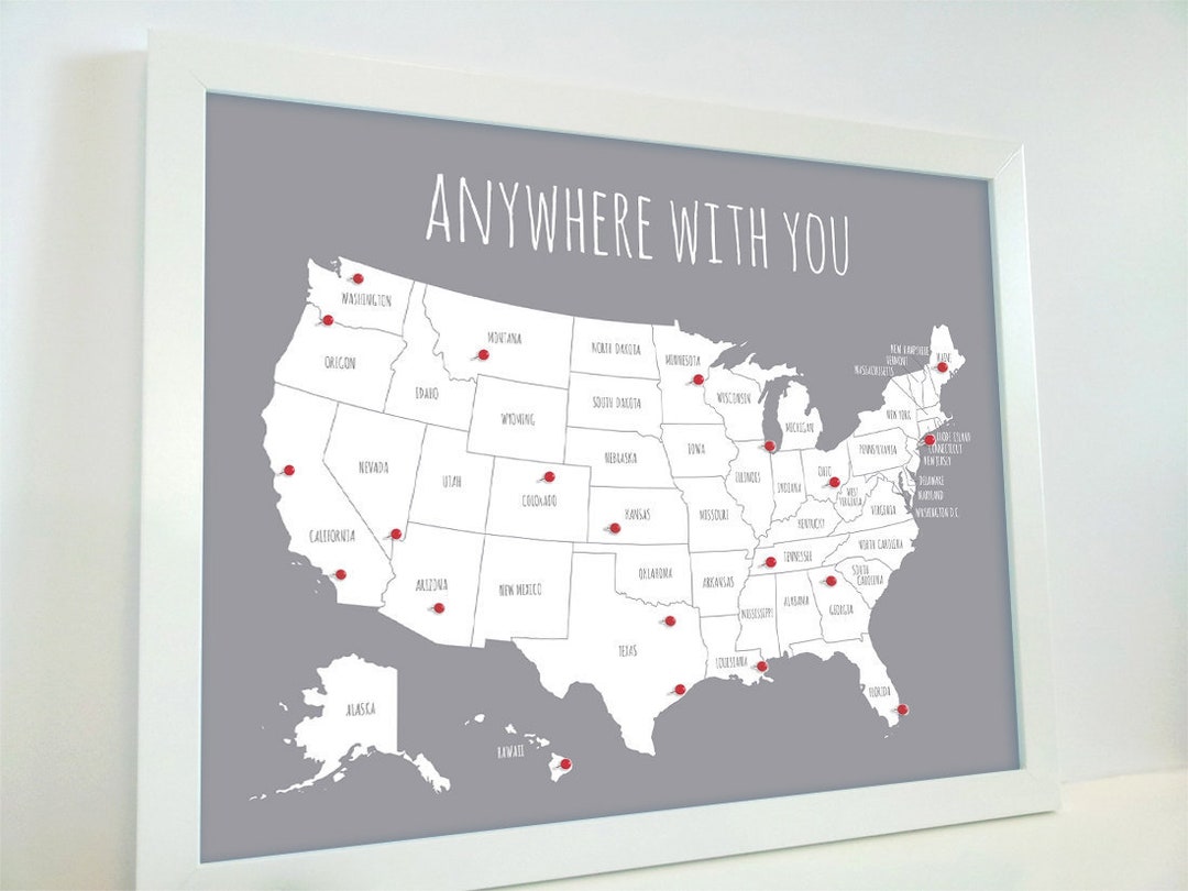 Mini USA Push Pin Map | DIY United States Travel Map Pin Board Kit ...