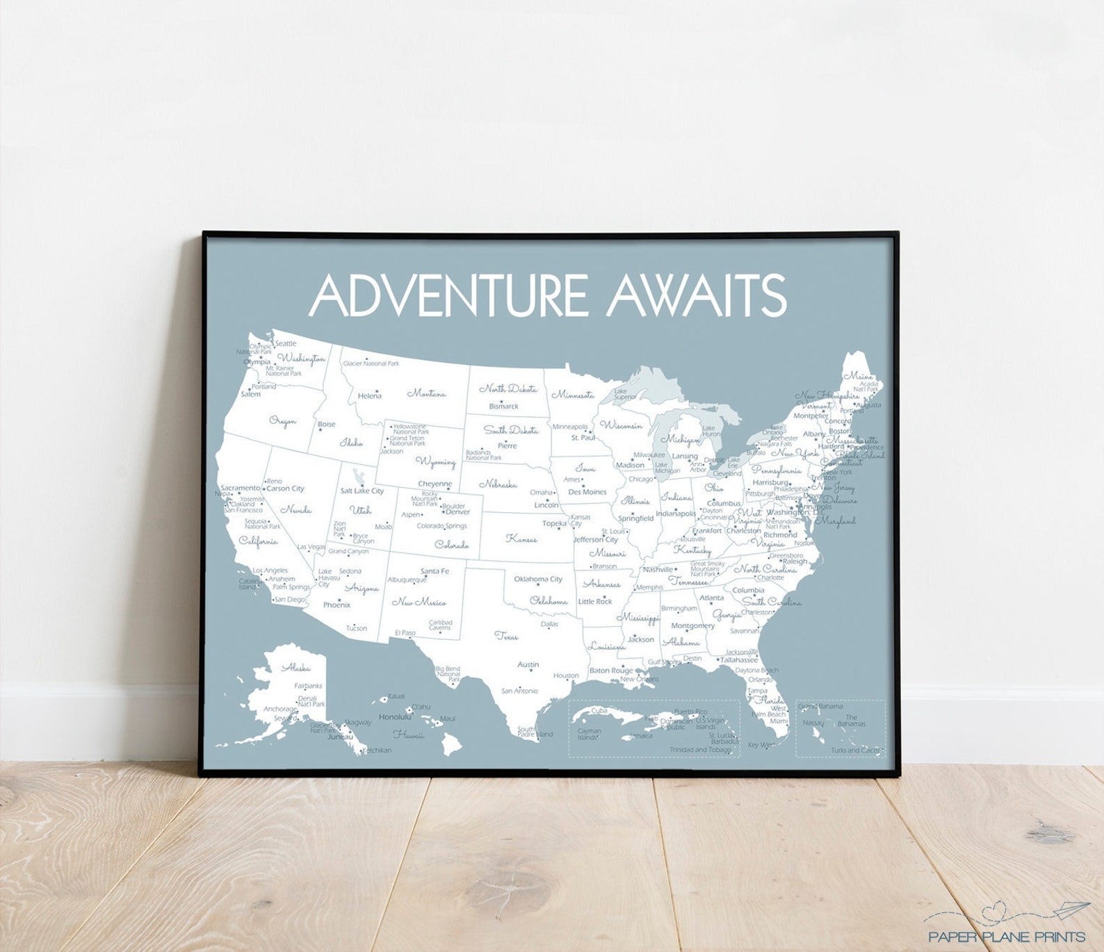 Diy United States Map Print US Places We've Been City Locations Map for ...