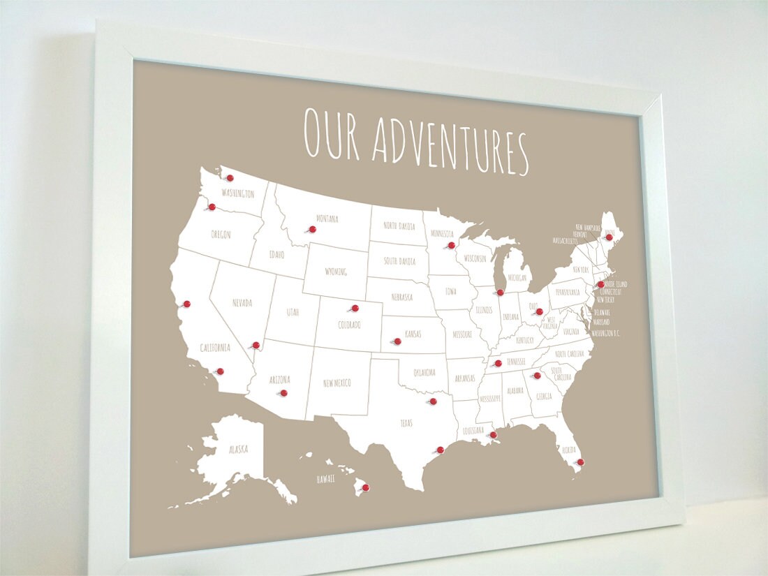 Mini USA Push Pin Map | DIY United States Travel Map Pin Board Kit ...