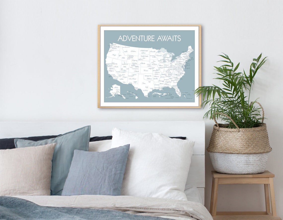 Diy United States Map Print US Places We've Been City | Etsy