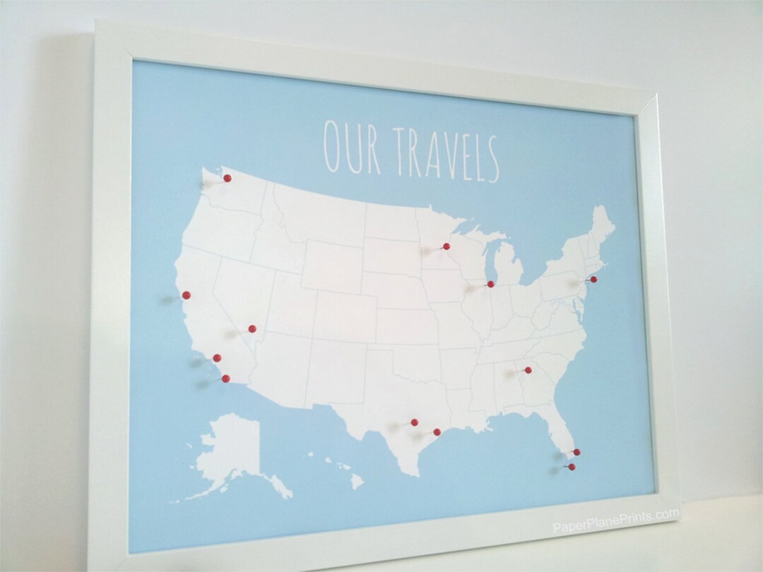 US Travel Map | Push Pin Map of America | United States Map Husband ...