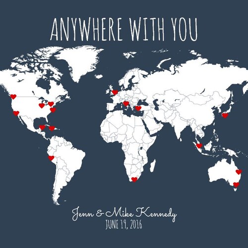 Personalized World Travel Map Art Print Travel Decor - Etsy