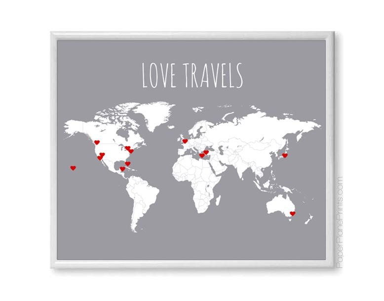Map With Stickers DIY Kit | Vacation Pin Map & Hearts | World Travel ...