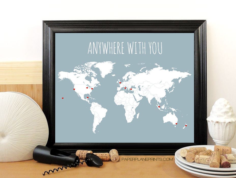Romantic Gift for Her | Sentimental Gift for Him, Couples Travel Map ...