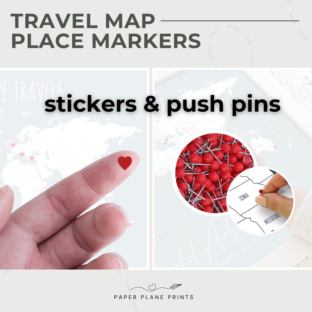 DIY Travel Map - Extra Push Pins or Stickers - for USA and World Where ...