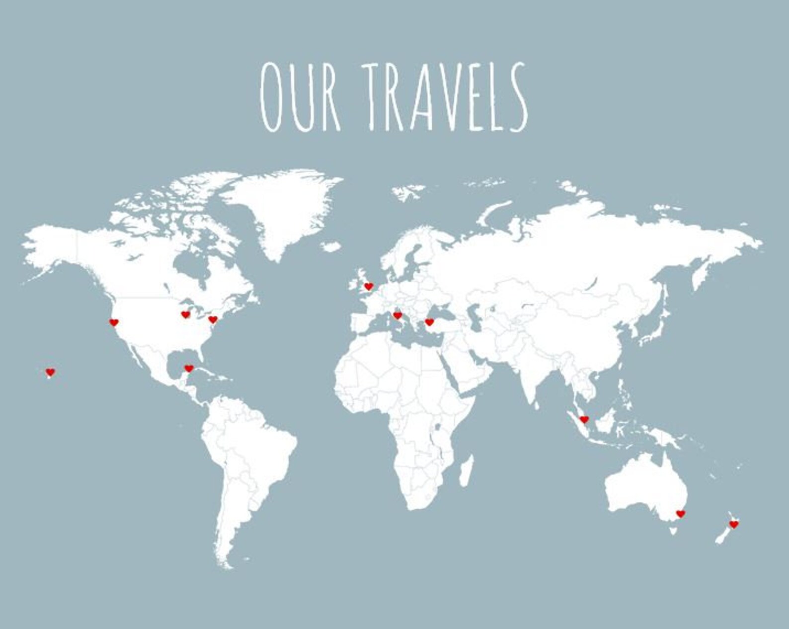 Map With Stickers DIY Kit | Vacation Pin Map & Hearts | World Travel ...