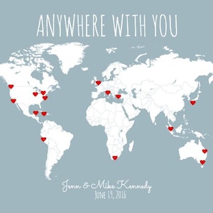 Personalized World Travel Map Art Print | Travel Decor, Anywhere With ...