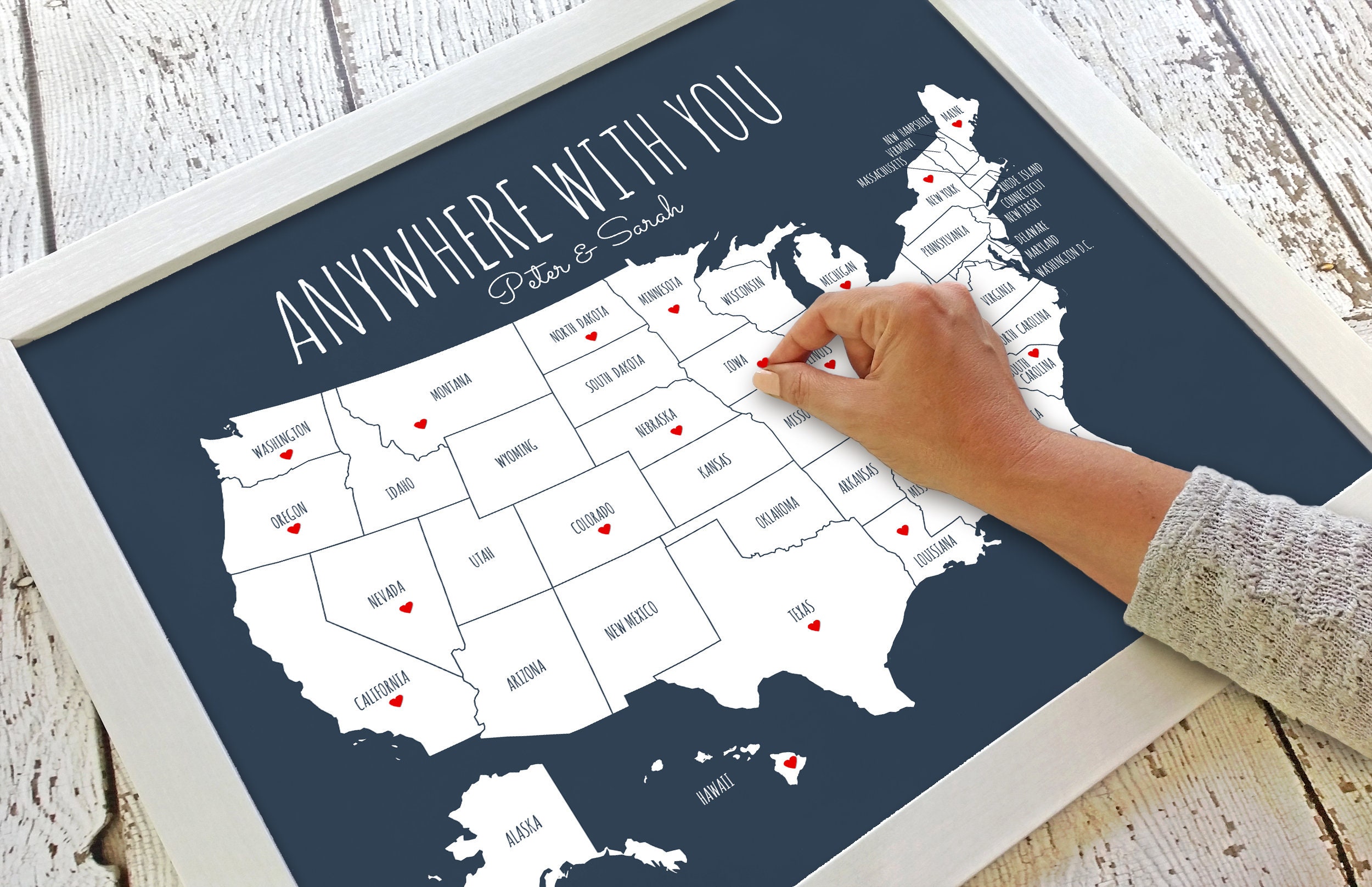 Sentimental Boyfriend Gift US Couples Travel Map Where - Etsy UK
