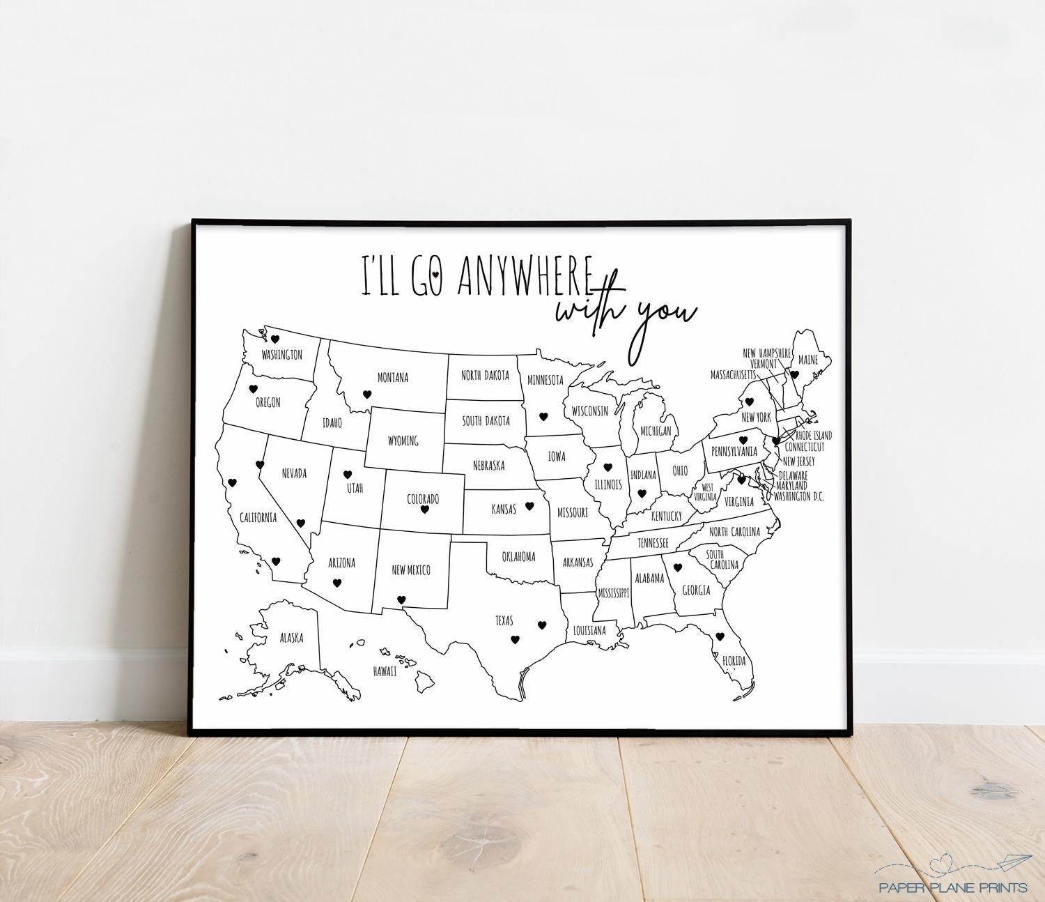 Sticker Pin Map, Unframed US Couples Travel Map | Boyfriend, Girlfriend ...