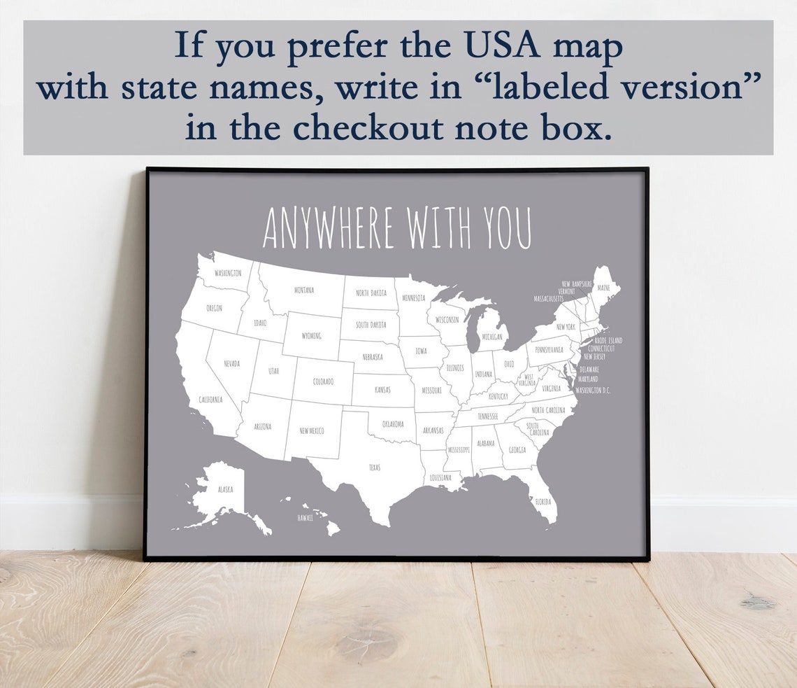 US Travel Map With Stickers | Sentimental Boyfriend Gift | Romantic ...