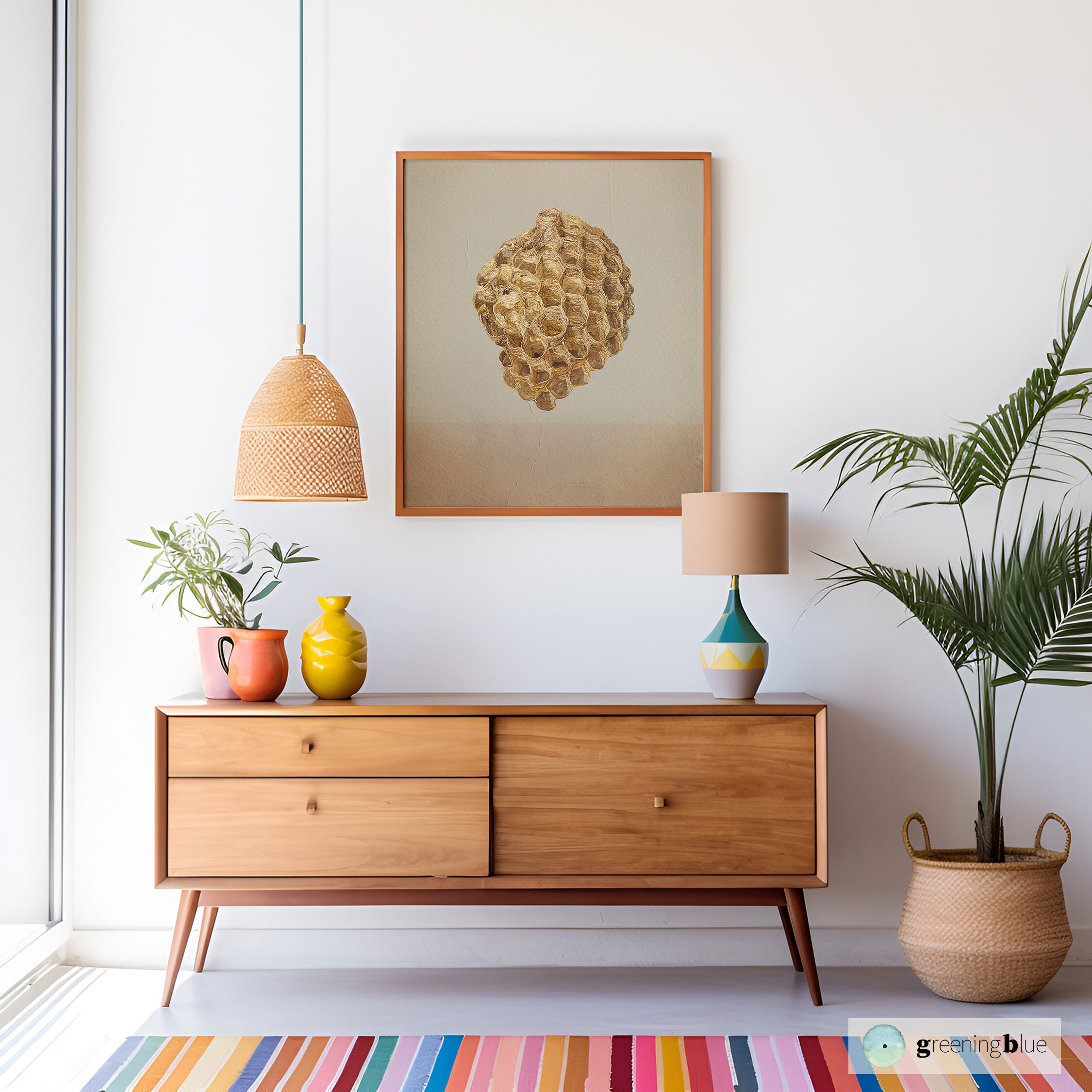 Beehive Wall Decor Art Printable, Honeycomb Poster Natural Print, Honey ...