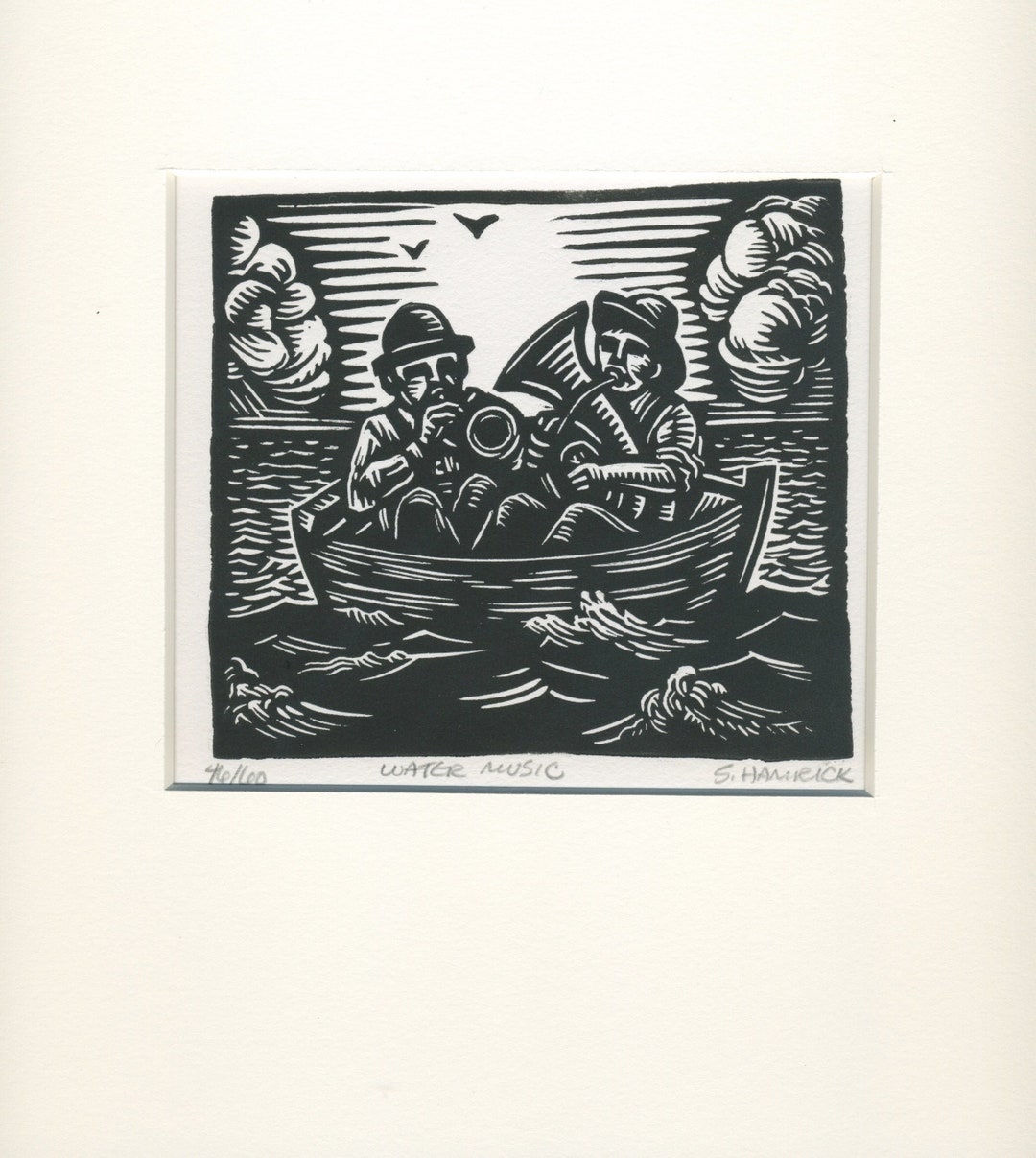 Water Music Linocut - Etsy