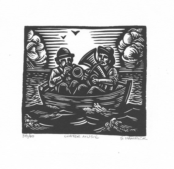 Linocut 'water Music' | Etsy