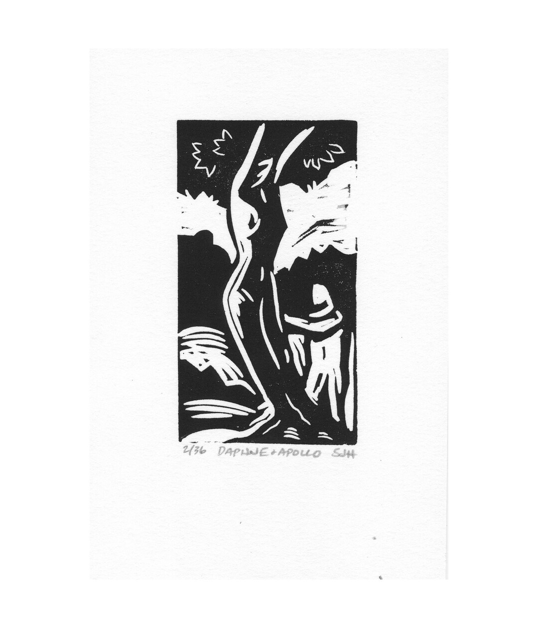 Linocut 'daphne and Apollo' - Etsy