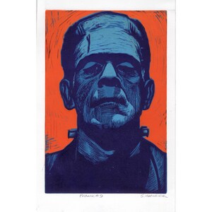 Frank #9 Frankenstein Linocut - Etsy