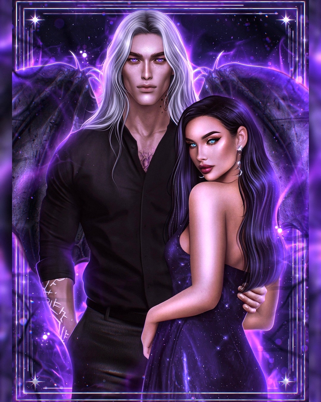 Asteria and Calix Art Print - Celestial Purple - From of Darkness and Ruination (the Star Queen ...