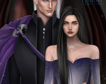 Asteria and Calix Dragon Ride Art Print From of Darkness and Ruination the Star Queen Chronicles ...