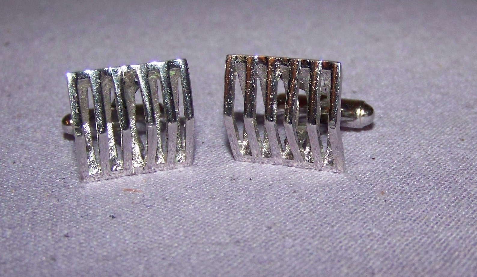 VINTAGE Anson Sterling Modernist Cufflinks Linear Open Design Pat ...