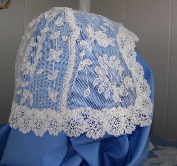 Antique Vintage Baby Bonnet /Cap Princess Lace White … - Gem