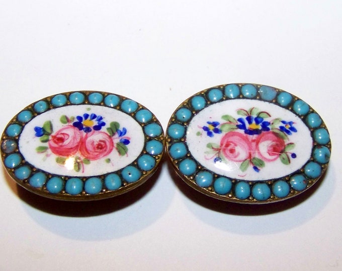 Beautiful VINTAGE Victorian Cuff Buttons Painted Porcelain With ...