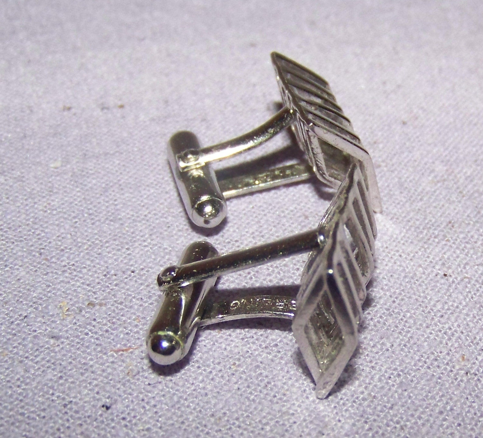 VINTAGE Anson Sterling Modernist Cufflinks Linear Open Design Pat ...