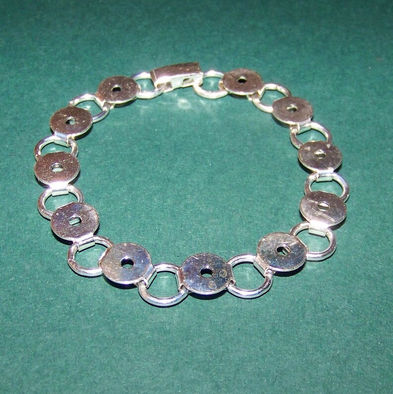 Sterling Silver Solid Silver Disc and Loop Bracelet for Gluing - Etsy