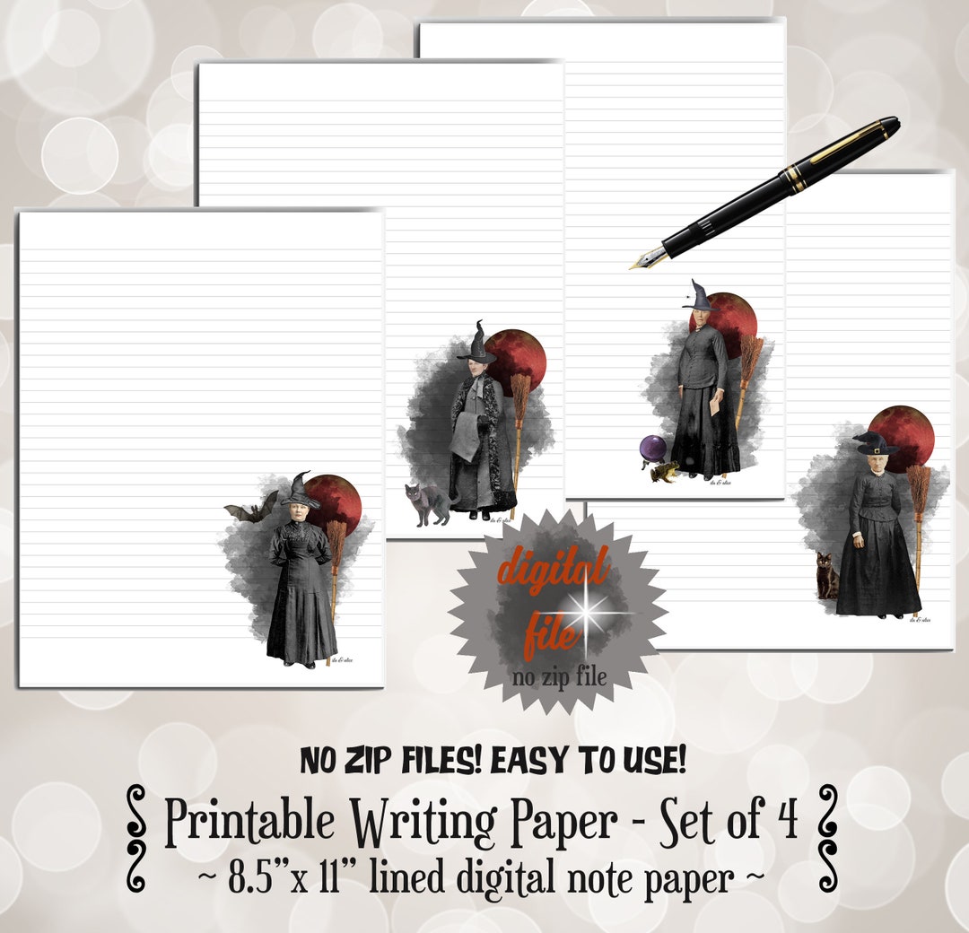 Printable Witch Letter Writing Paper, Witches Digital Writing Paper Set ...