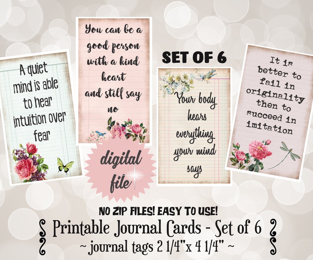 Positive Affirmation Journal Cards, Printable Self Card Journal Cards ...