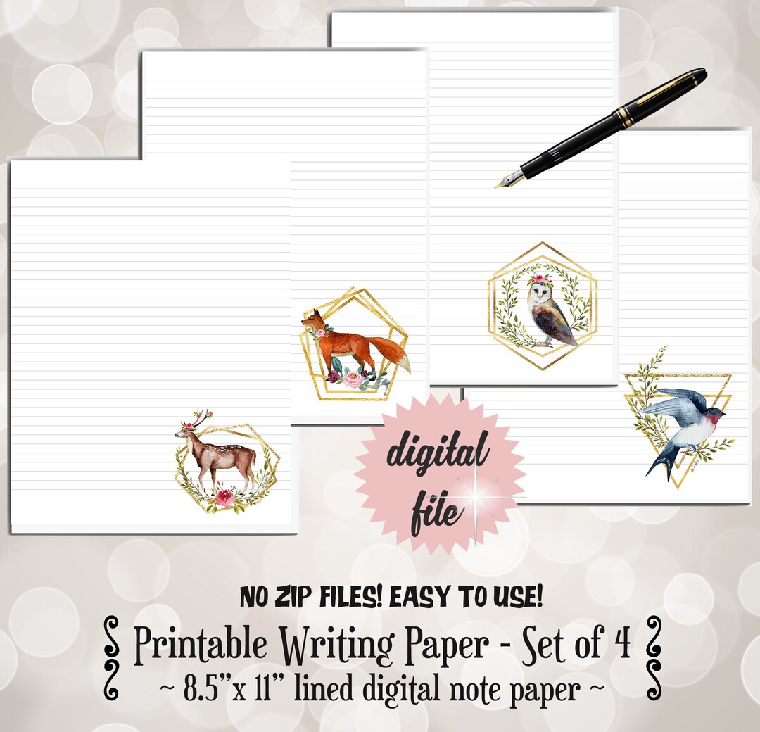 Woodland Animal Printable Stationery Set for Snail Mail, Fox and Owl ...