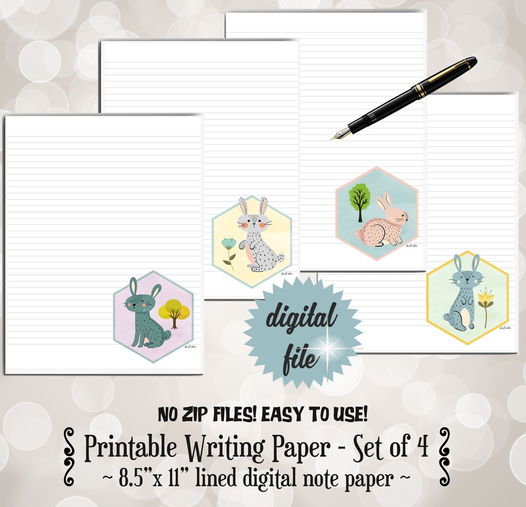Cute Rabbit Printable Writing Paper for Snail Mail, Bunny Letter ...