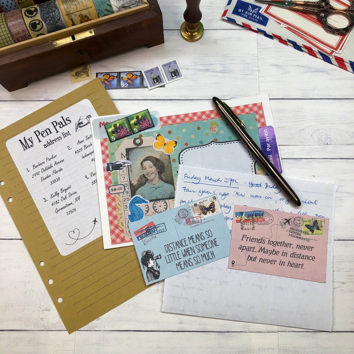 Pen Pal Journal Card-across the Miles-printable Pen Pal - Etsy
