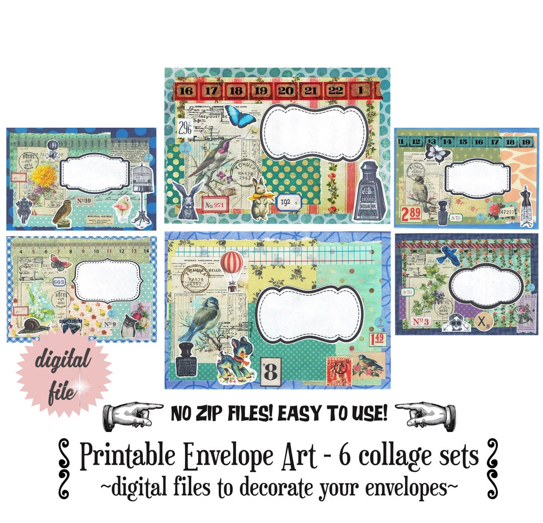 Printable Pretty Envelope Art, Flower Address Label, Bird Nature ...