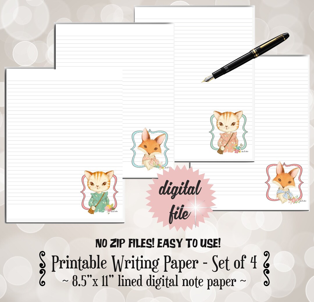 Cute Cat Stationery Set for Snail Mail, Printable Kitty Letter Writing ...