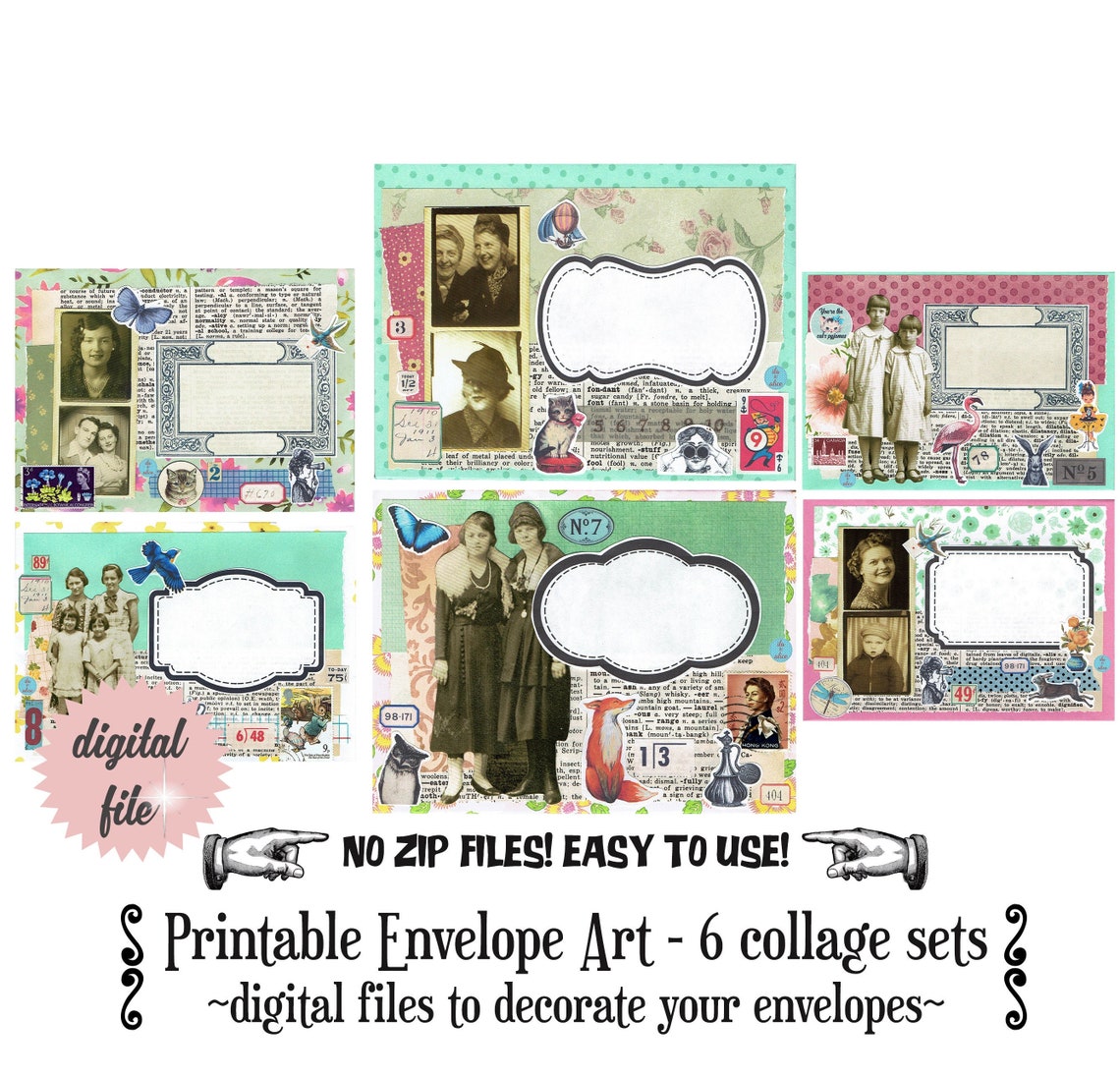 Retro Printable Address Label Vintage Digital Envelope for - Etsy