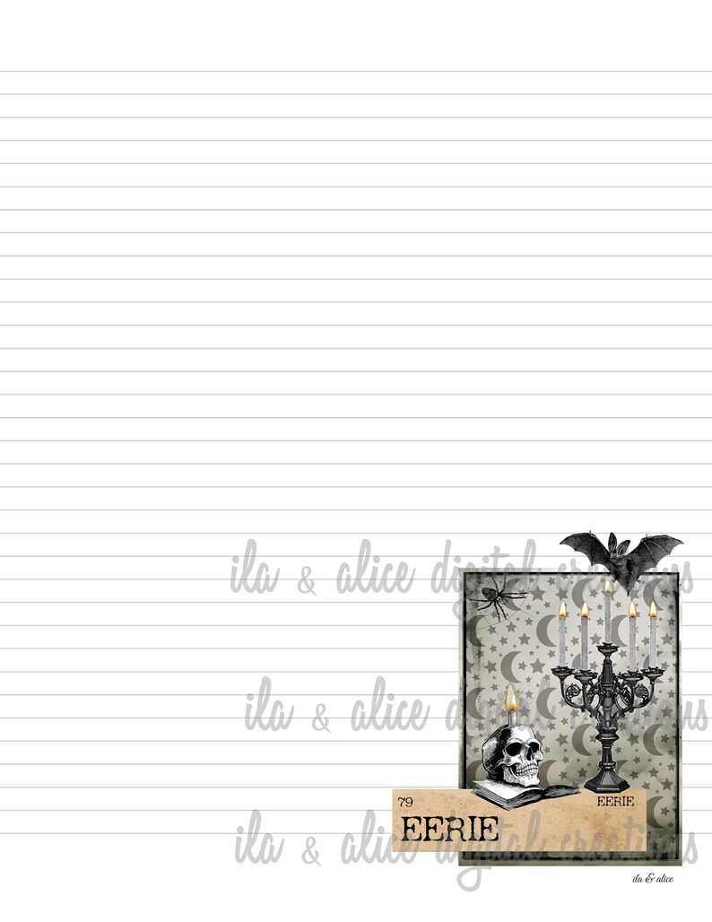 Halloween Printable Letter Writing Paper Digital Gothic - Etsy