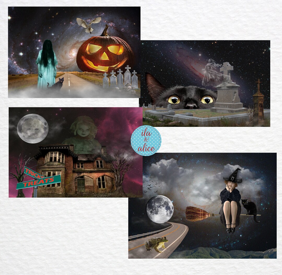 Scary Halloween Postcard Set Spooky Halloween Postcards Dark - Etsy