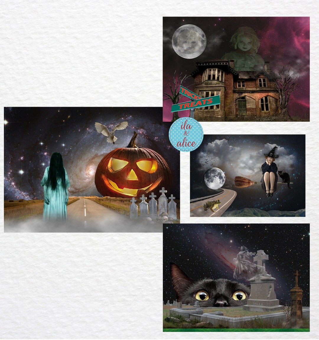 Scary Halloween Postcard Set, Spooky Halloween Postcards, Dark Weird ...