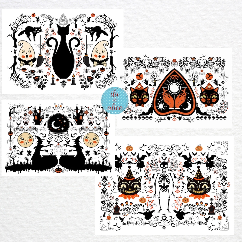 Halloween Postcards - Etsy