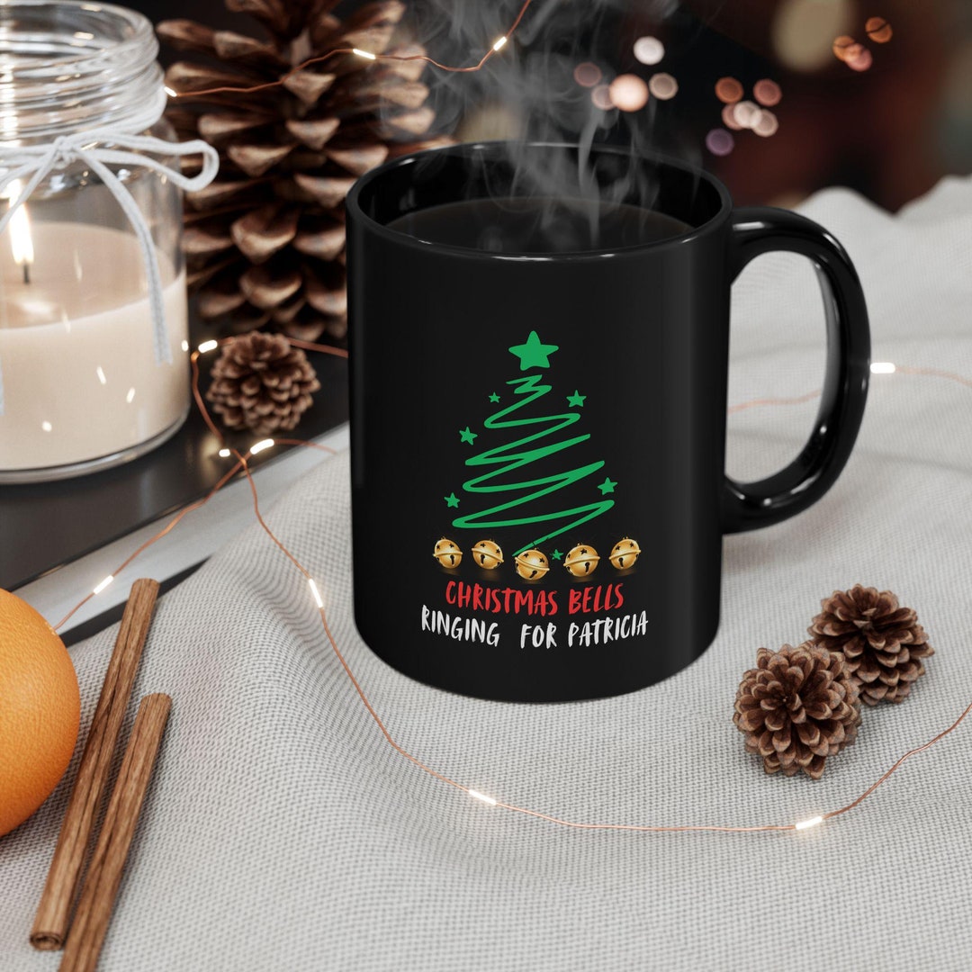 Personalized Mug Christmas Bells Ringing Black Mug - Etsy
